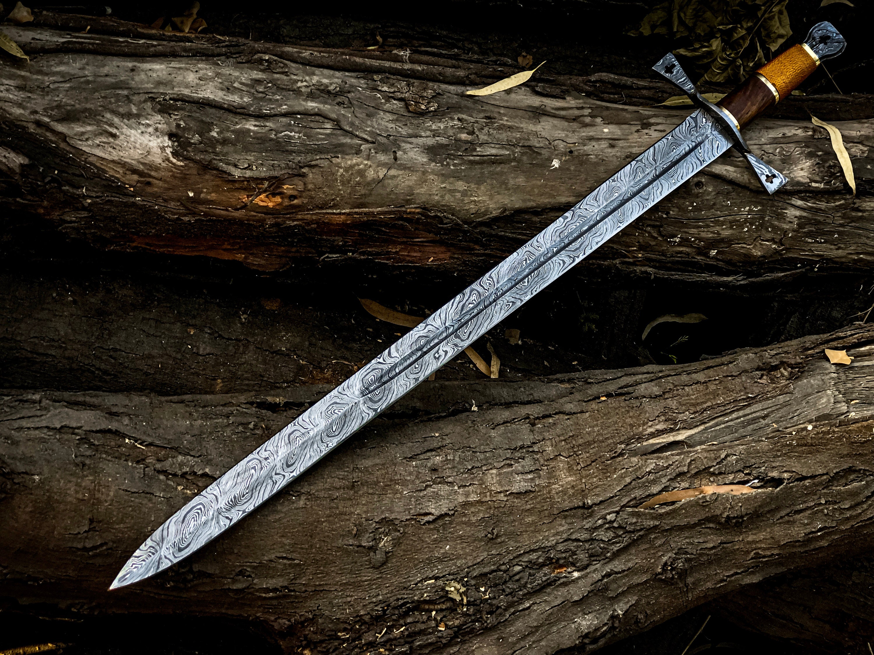 Handmade Damascus Crusader Sword, Damascus Cross Sword, Templar Knight ...