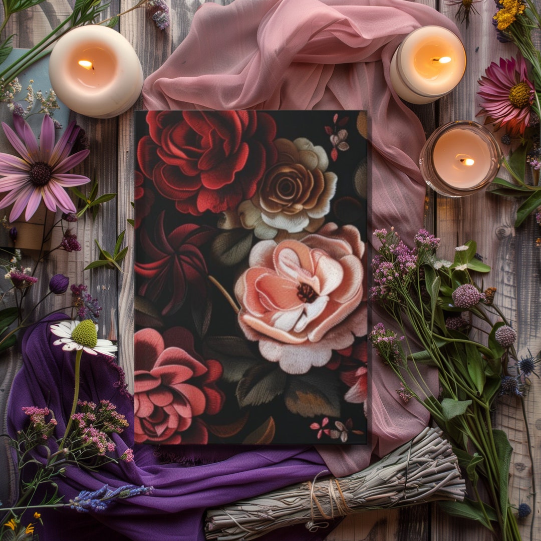 Flower Journal, Purple Pink Flower Notebook, Pretty Aesthetic Notebook ...
