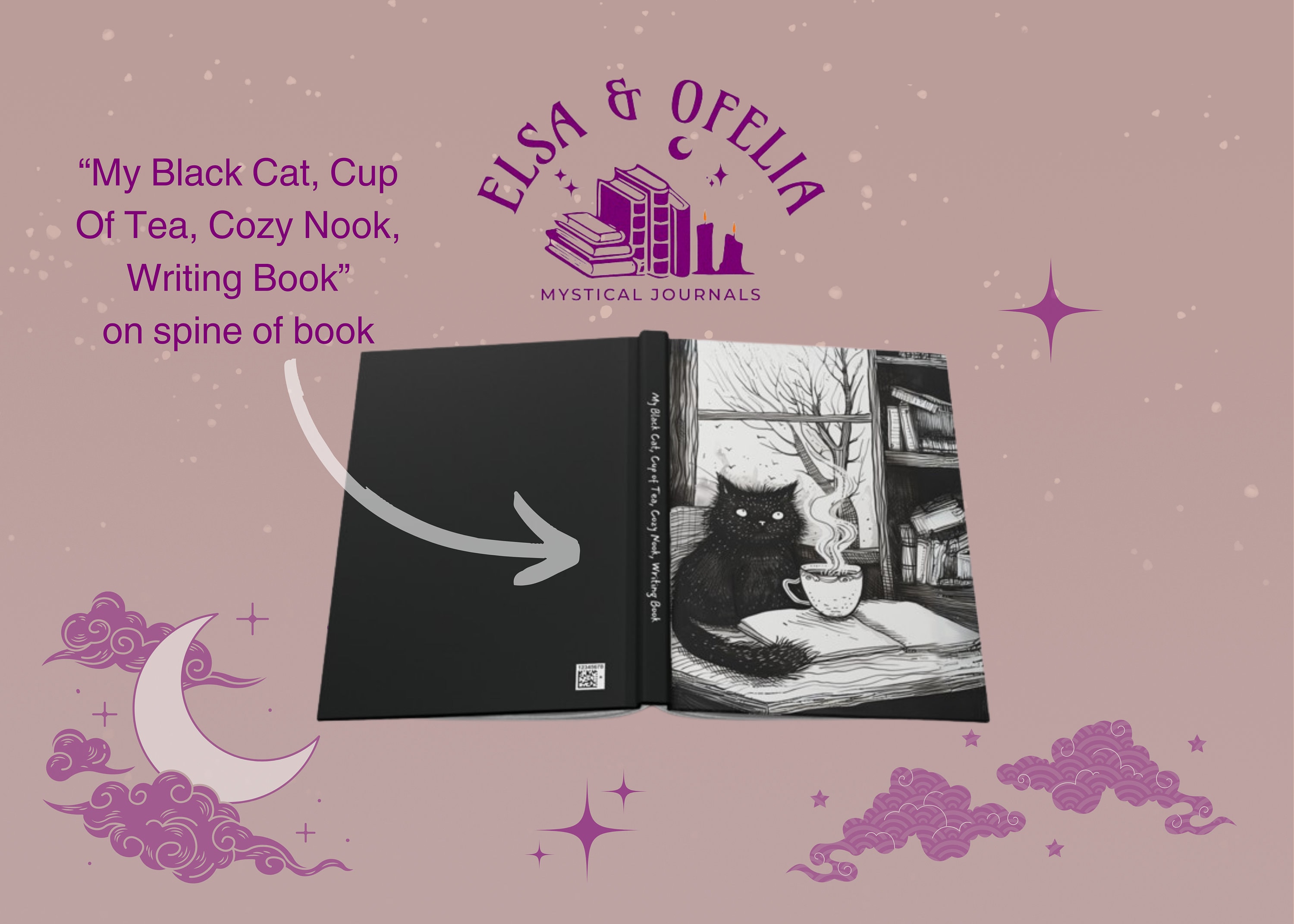 Black Cat Whimsical Writing Notebook, Cat Diary, Lined Writing Notebook ...