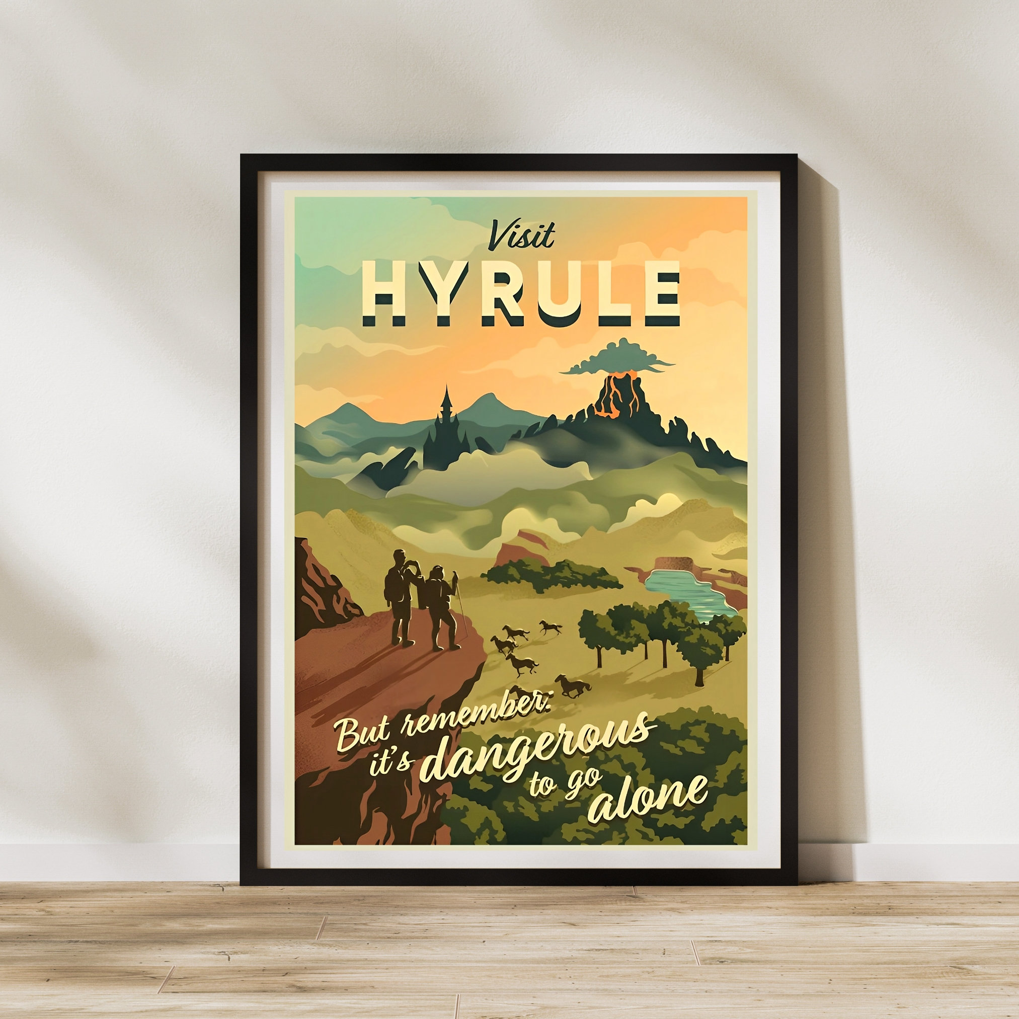 Zelda Poster 2 Piece Wall Art Framed / Unframed & Canvas Visit Hyrule ...