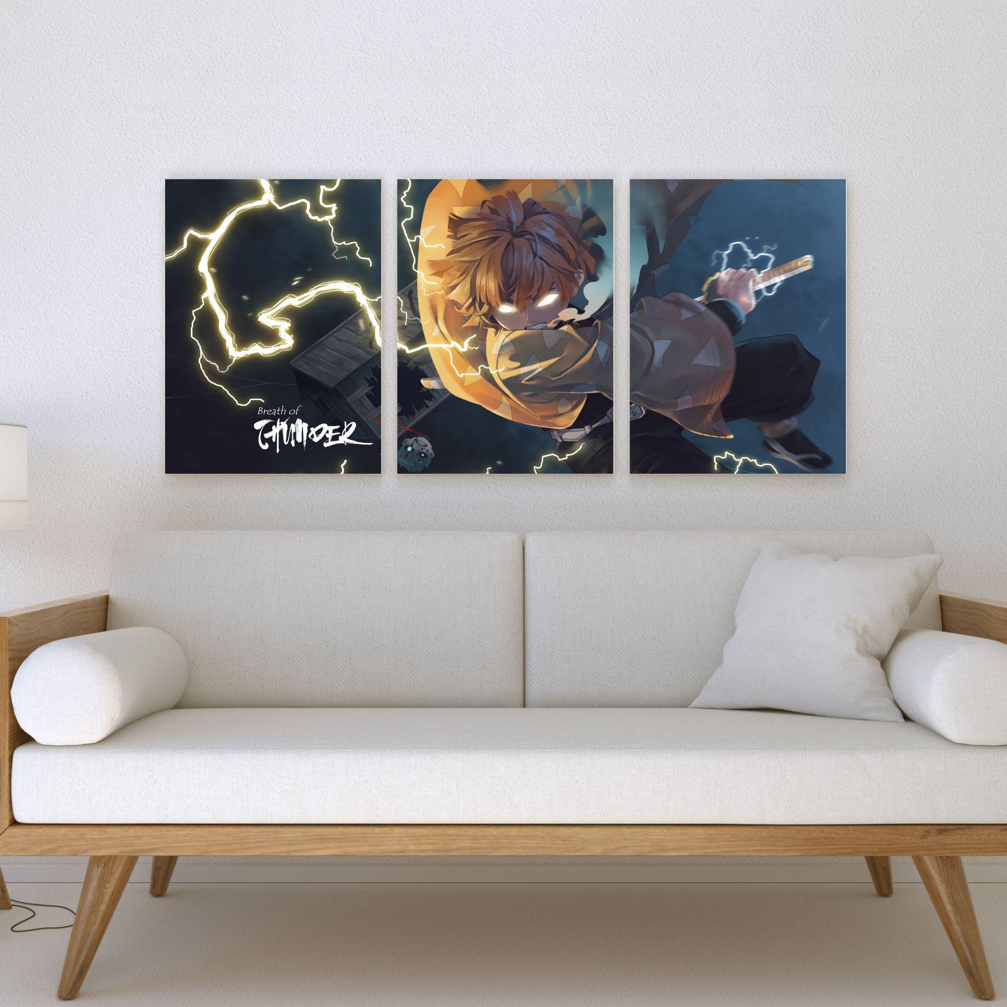 Demon Slayer Zenitsu Framed / Unframed & Canvas Wall Art, Anime Art ...