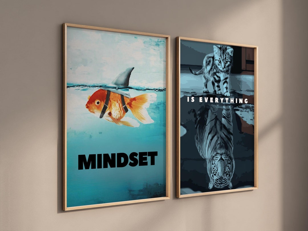 Motivational Poster Set of 2 Canvas / Framed / Unframed, Mindset is ...
