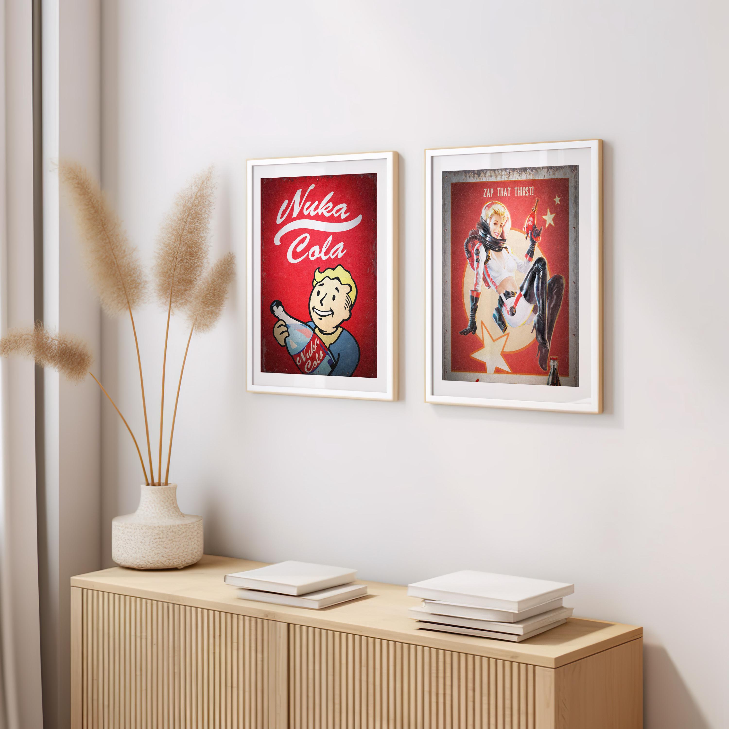 Fallout Wall Art Set of 2 Canvas / Art Print / Framed, Nuka Cola Retro ...