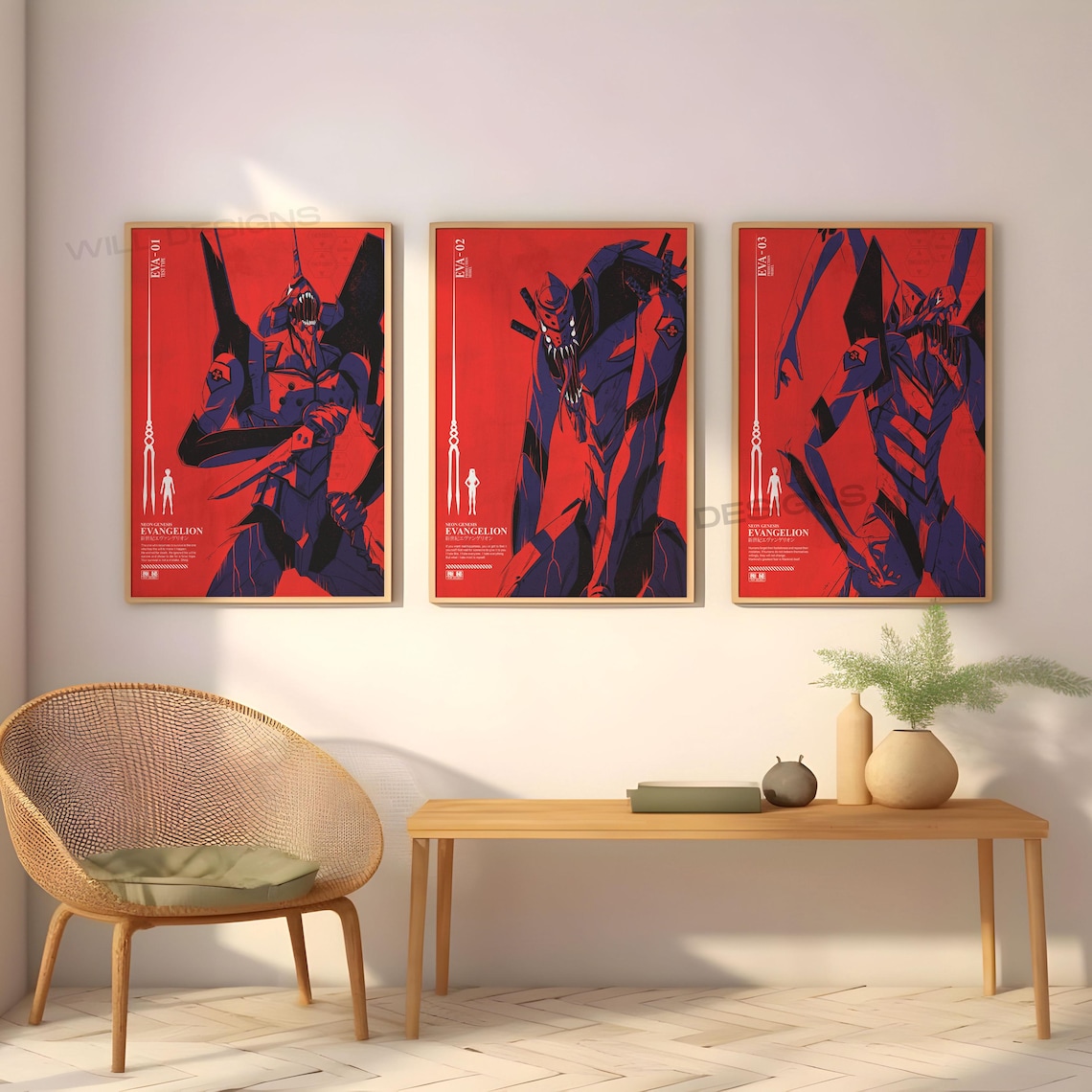 Neon Genesis Evangelion 3 Piece Wall Art Canvas / Art Prints / Framed ...