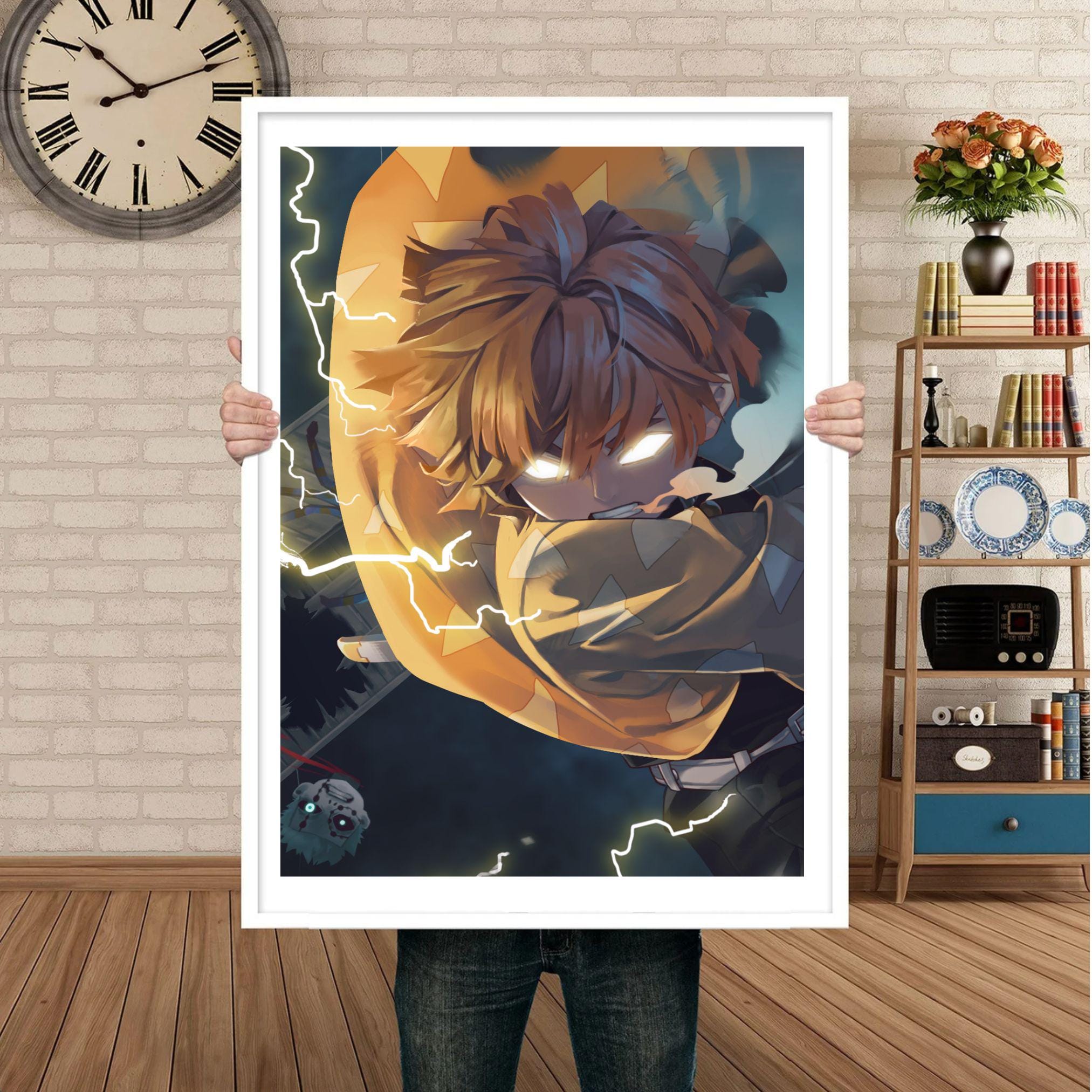 Demon Slayer Zenitsu Framed / Unframed & Canvas Wall Art, Anime Art ...