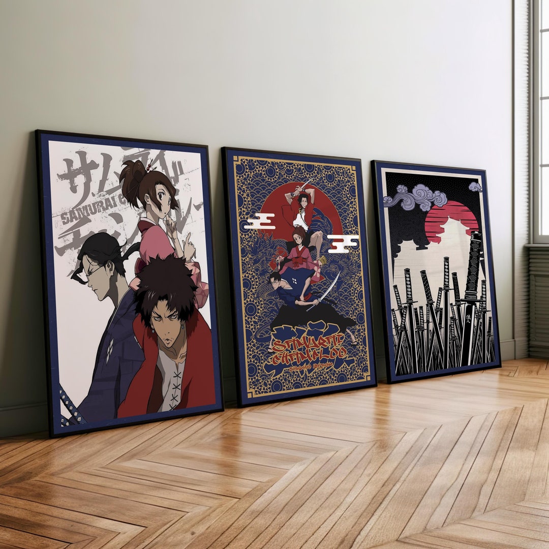 Samurai Champloo SET of 3 Framed / Art Print / Canvas, Wall Art, Manga ...