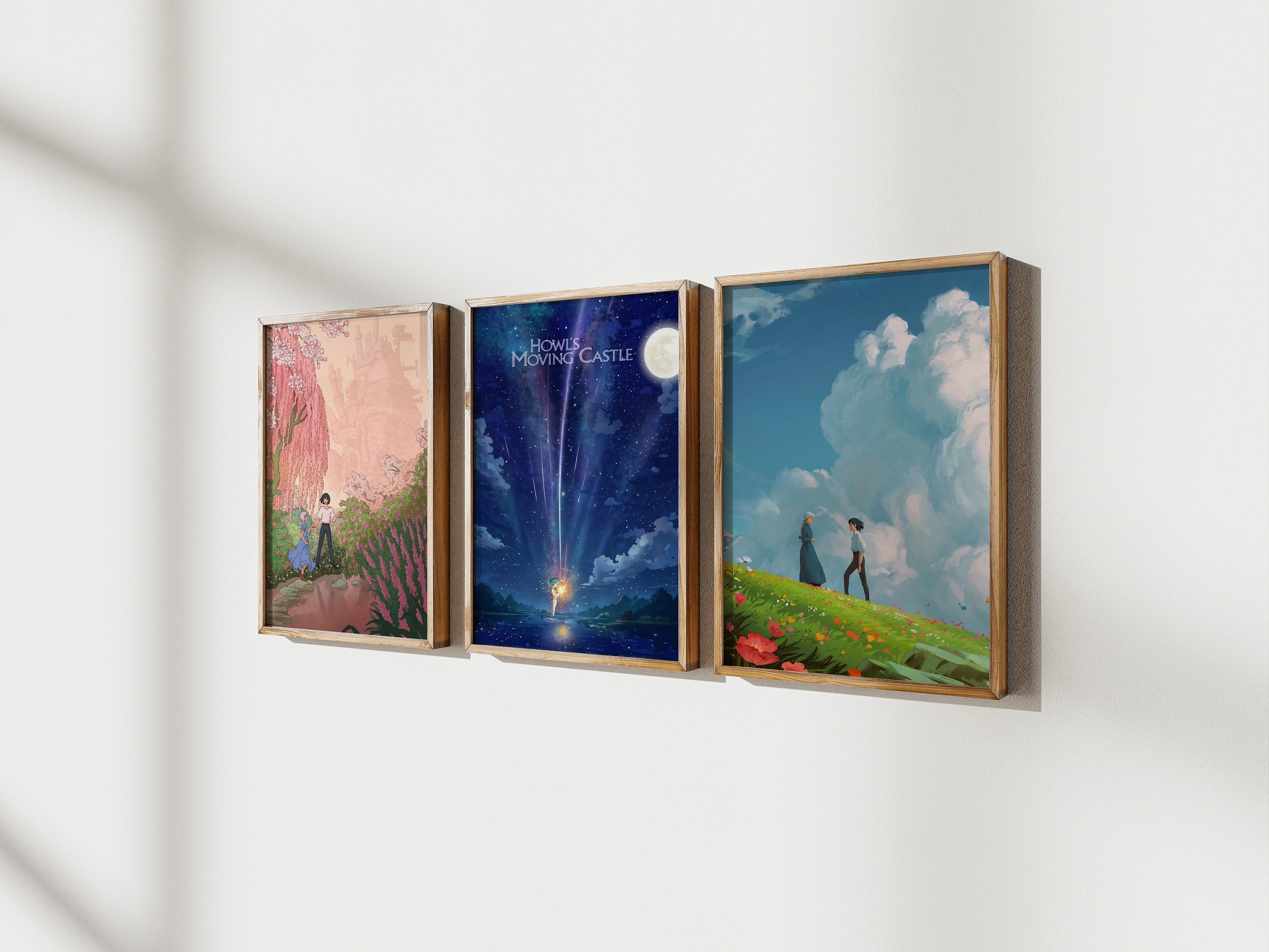 Howls Moving Castle SET of 3 Canvas / Art Print / Framed, Studio Ghibli ...