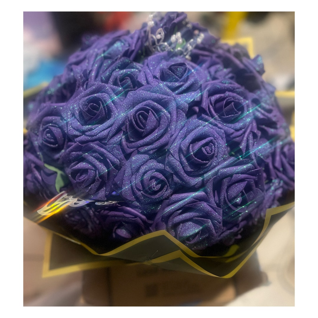 Sparkling Glitter Foam Eternal Roses - Etsy