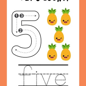 Number Tracing Flashcards Number Activity Fruit Counting Homeschool ...