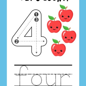 Number Tracing Flashcards Number Activity Fruit Counting Homeschool ...