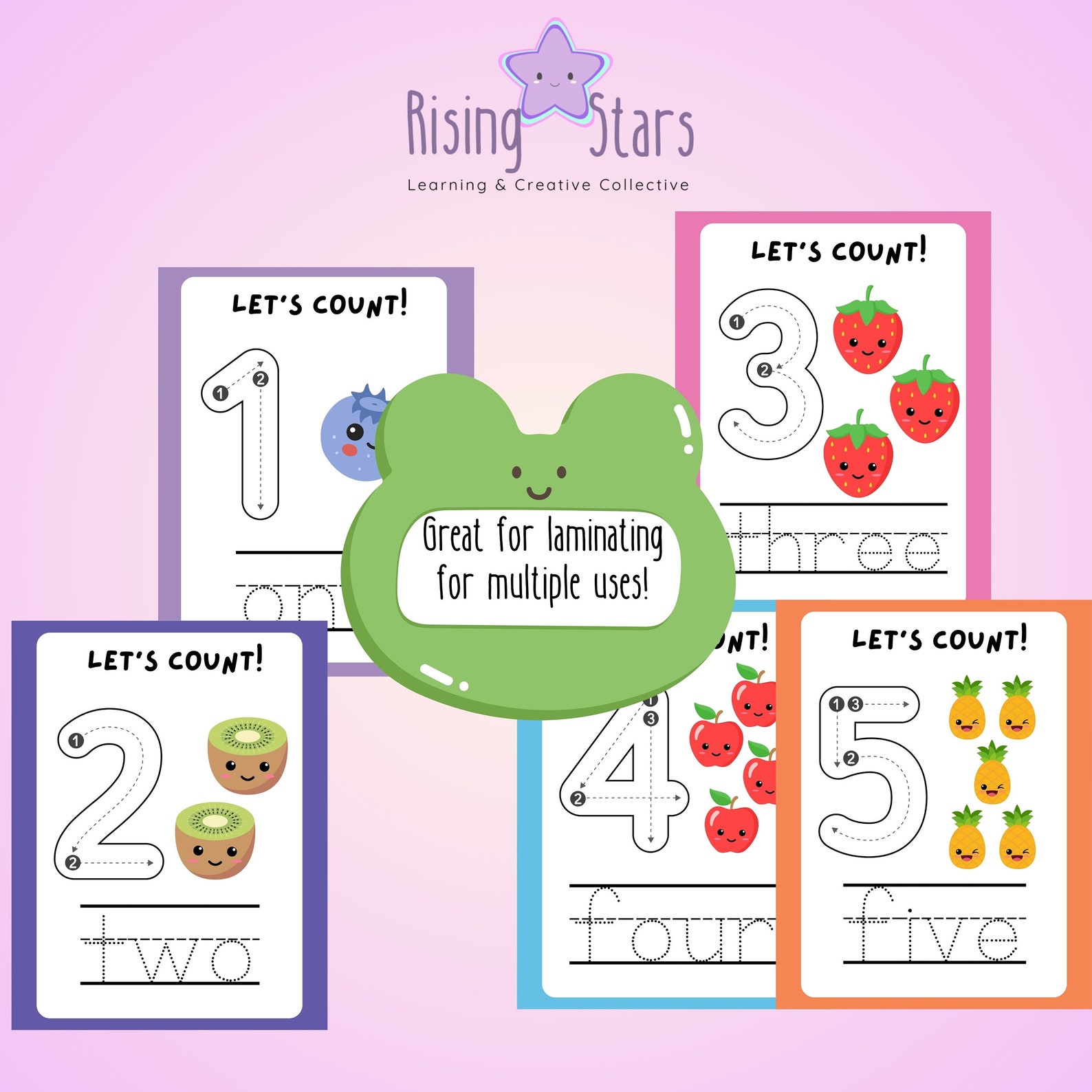 Number Tracing Flashcards Number Activity Fruit Counting Homeschool ...
