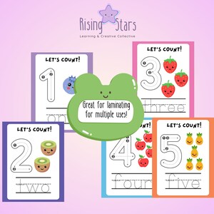 Number Tracing Flashcards Number Activity Fruit Counting Homeschool ...