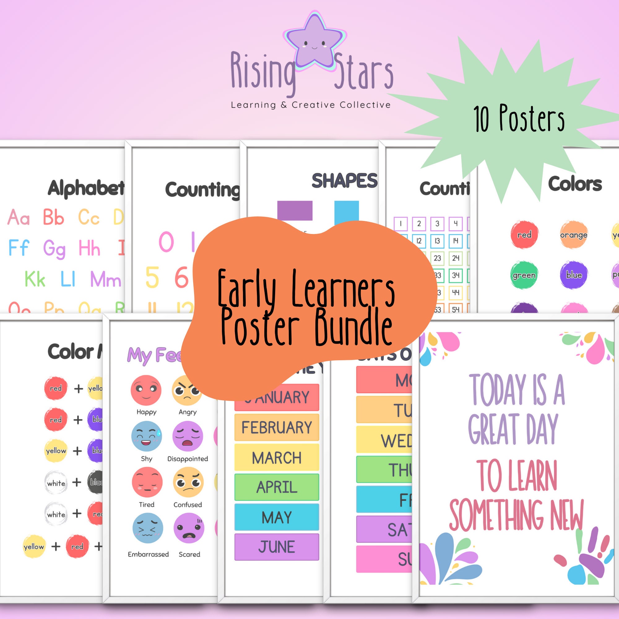 Set of 10 Educational Posters for Early Learning Homeschool Classroom ...