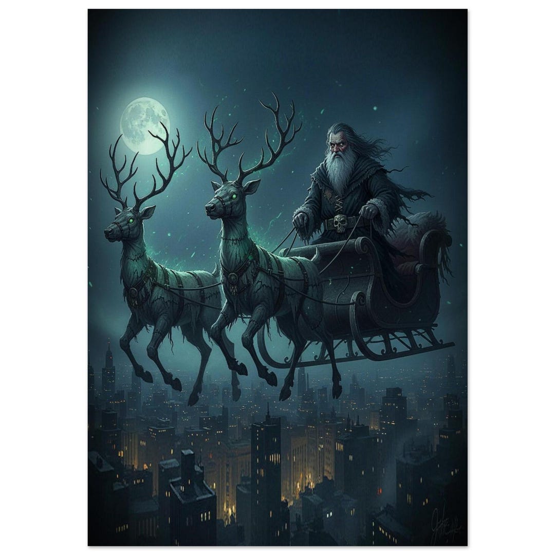 Gothic Santa Sleigh Fine Art Print - Christmas in New York - Vibrant ...