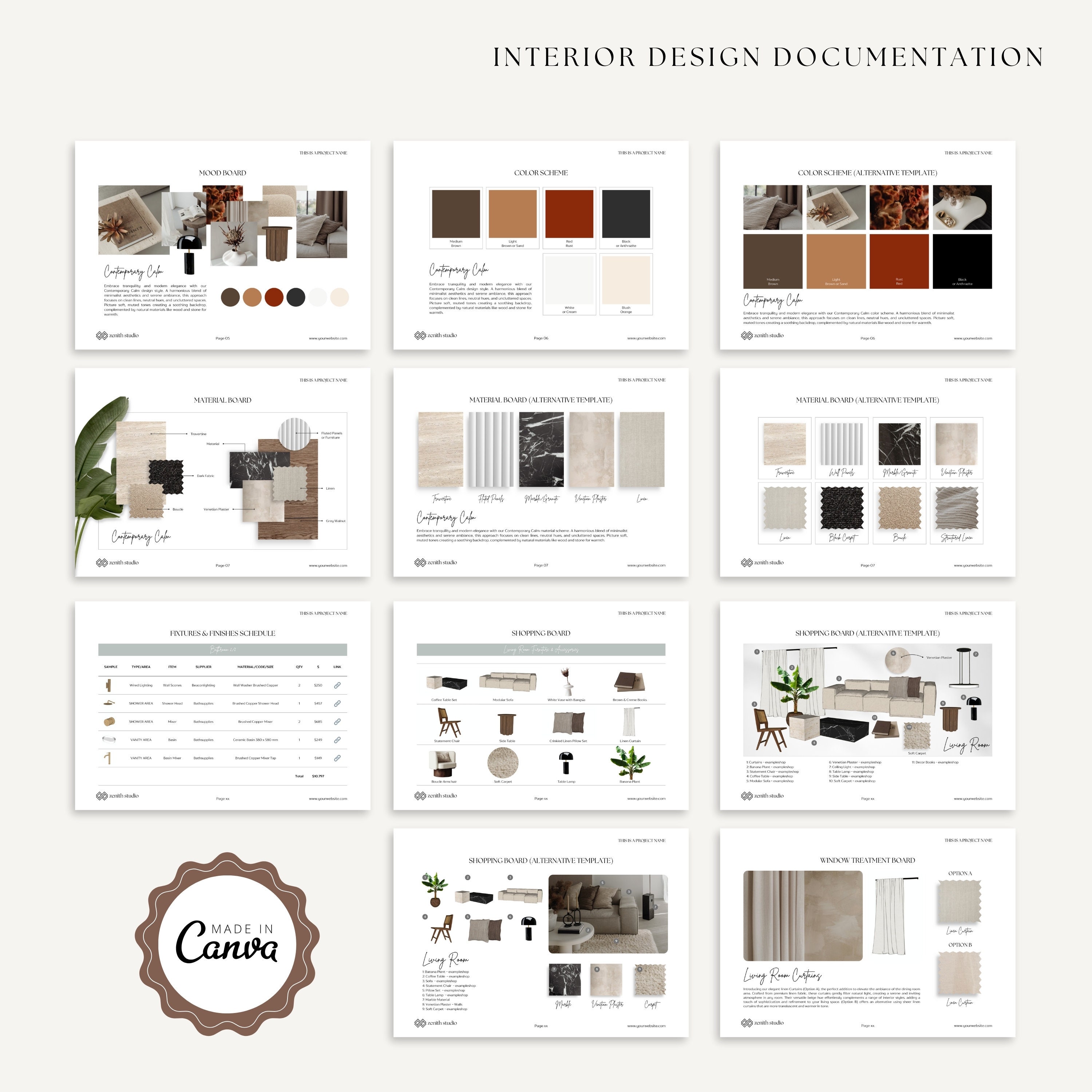 INTERIOR DESIGN PRESENTATION 🌟 Design Documentation 🌟 Canva Template — BALIKA HOMES