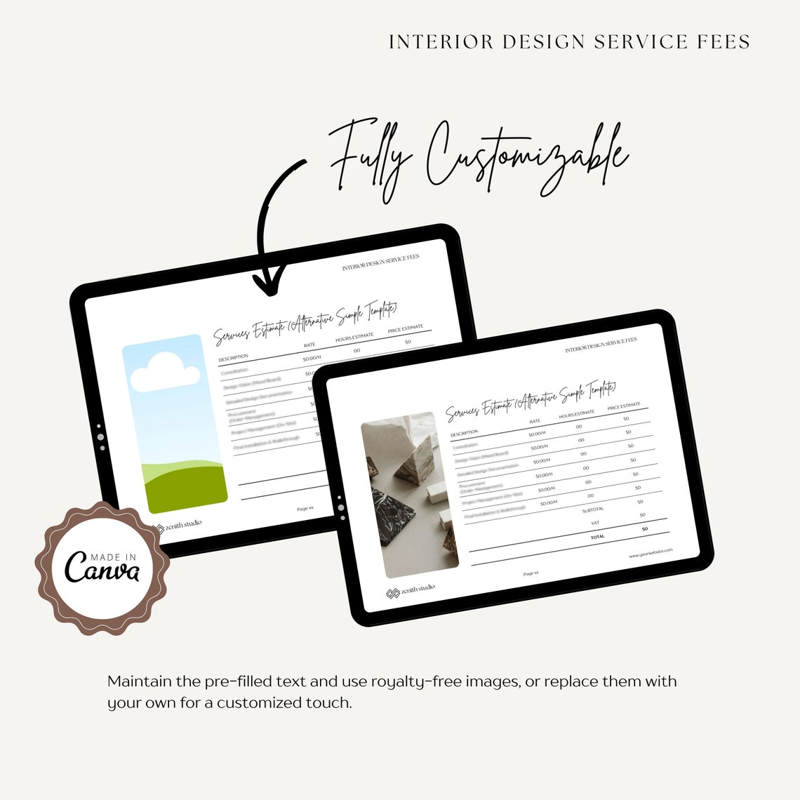 PRICE QUOTE TEMPLATE I Design Quotation Invoice I Interior Design ...