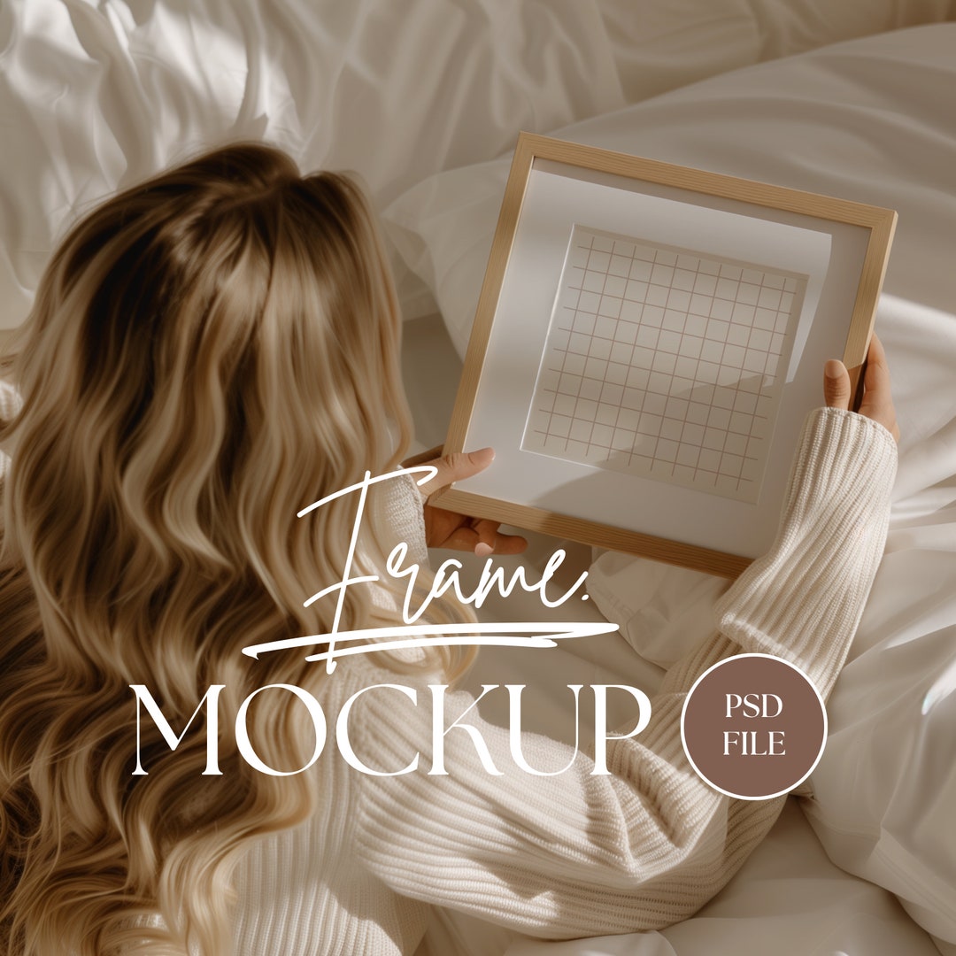 Square Frame Format Person With Frame Mockup DIN A Ratio Thin Wood ...