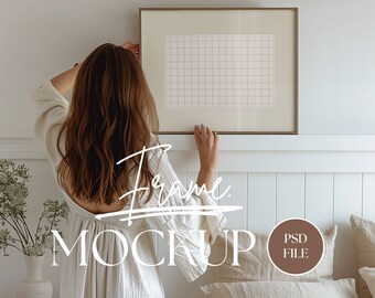 Horizontal Frame Mockup Format for Art Display PSD Photoshop Photopea ...