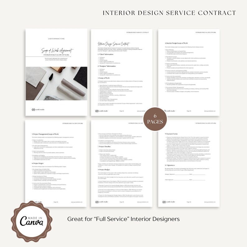 DESIGN CONTRACT I Interior Design Service Contract | Scope of Work Agreement | Interior Design ...