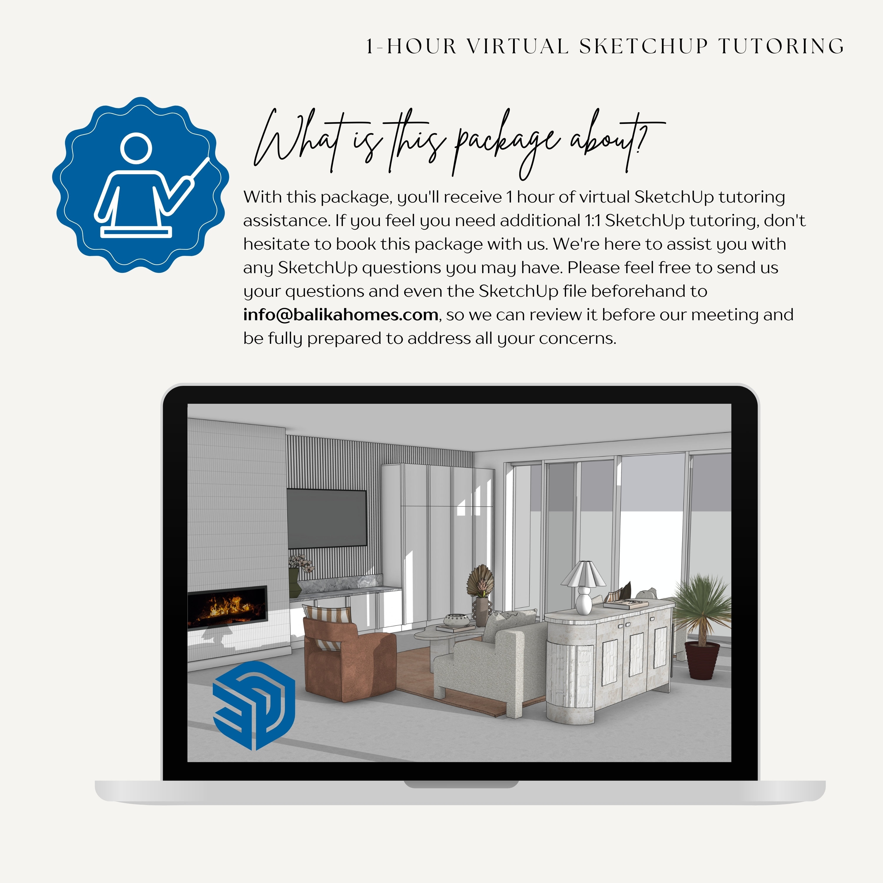 1:1 Virtual Sketchup Tutoring I Sketchup Design Assistance | Interior ...