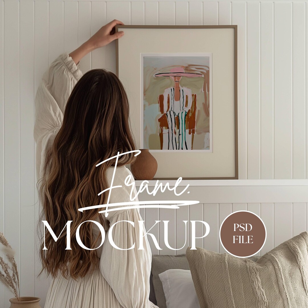 Vertical Modern Glass Frame Mockup With Person Wood Frame PSD Photoshop ...