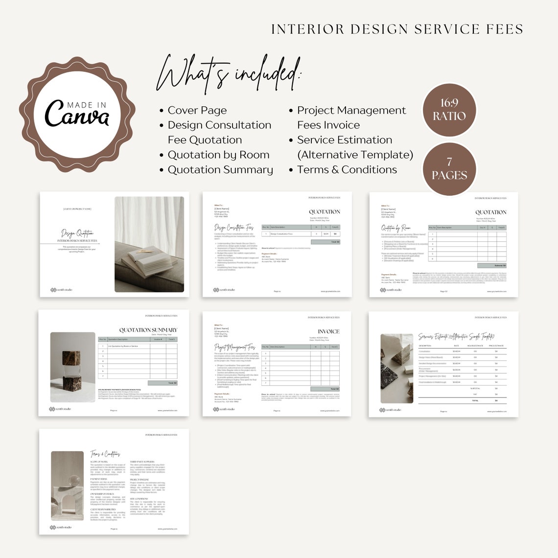 PRICE QUOTE TEMPLATE I Design Quotation Invoice I Interior Design ...