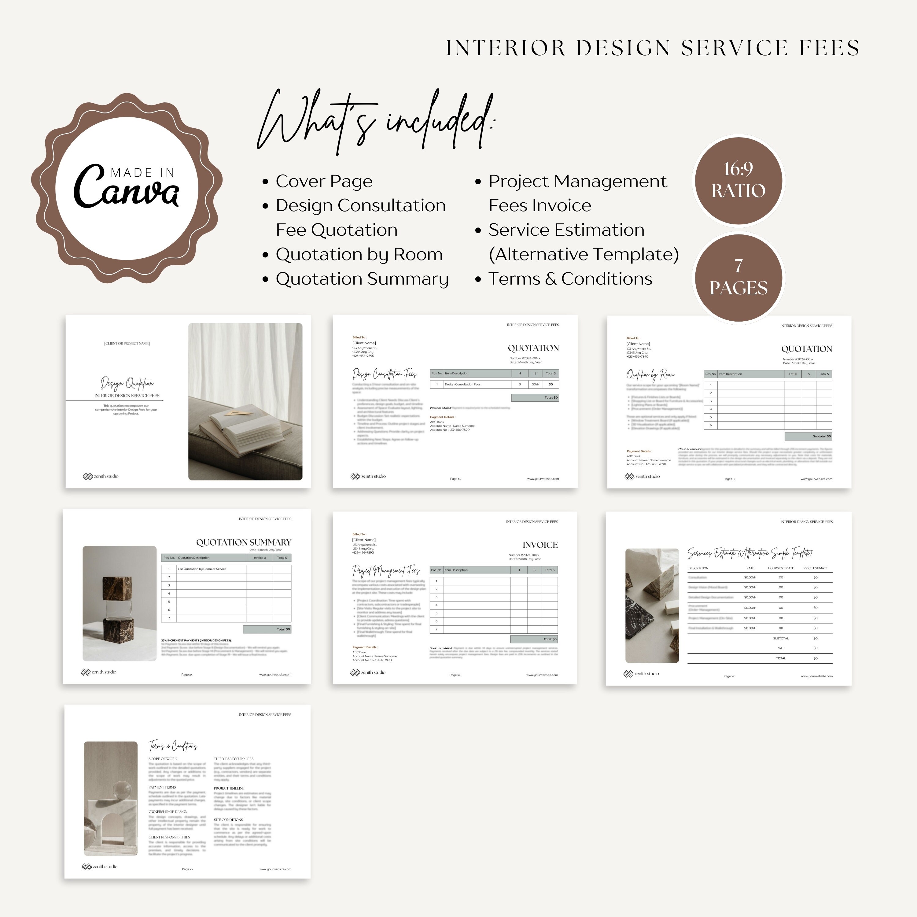 PRICE QUOTE TEMPLATE I Design Quotation Invoice I Interior Design ...