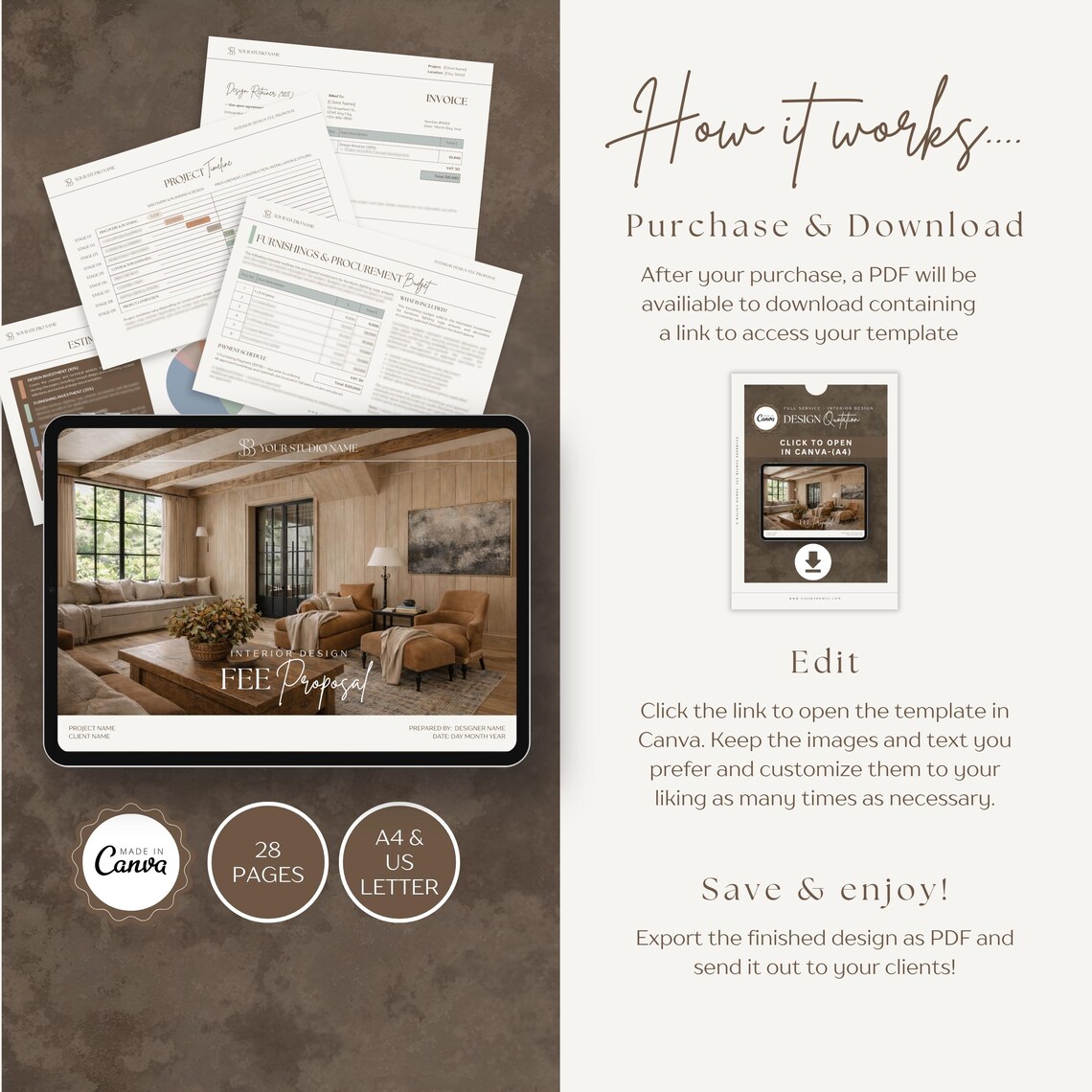 Interior Design Quotation Template, Fee Proposal, Price Quote - Full ...