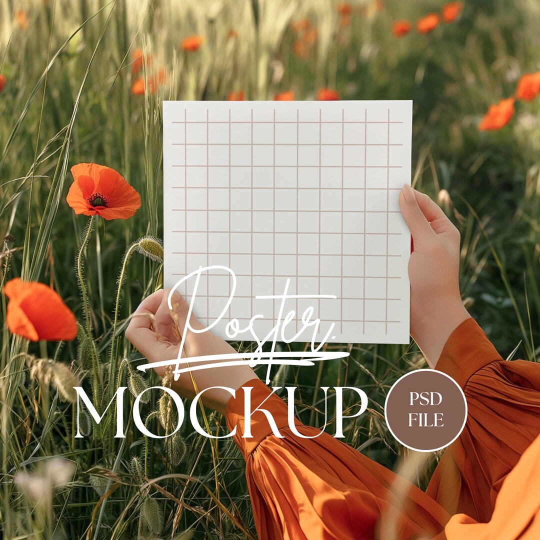 Square Poster Mockup Format Photoshop Photopea PSD Mockup Template in ...