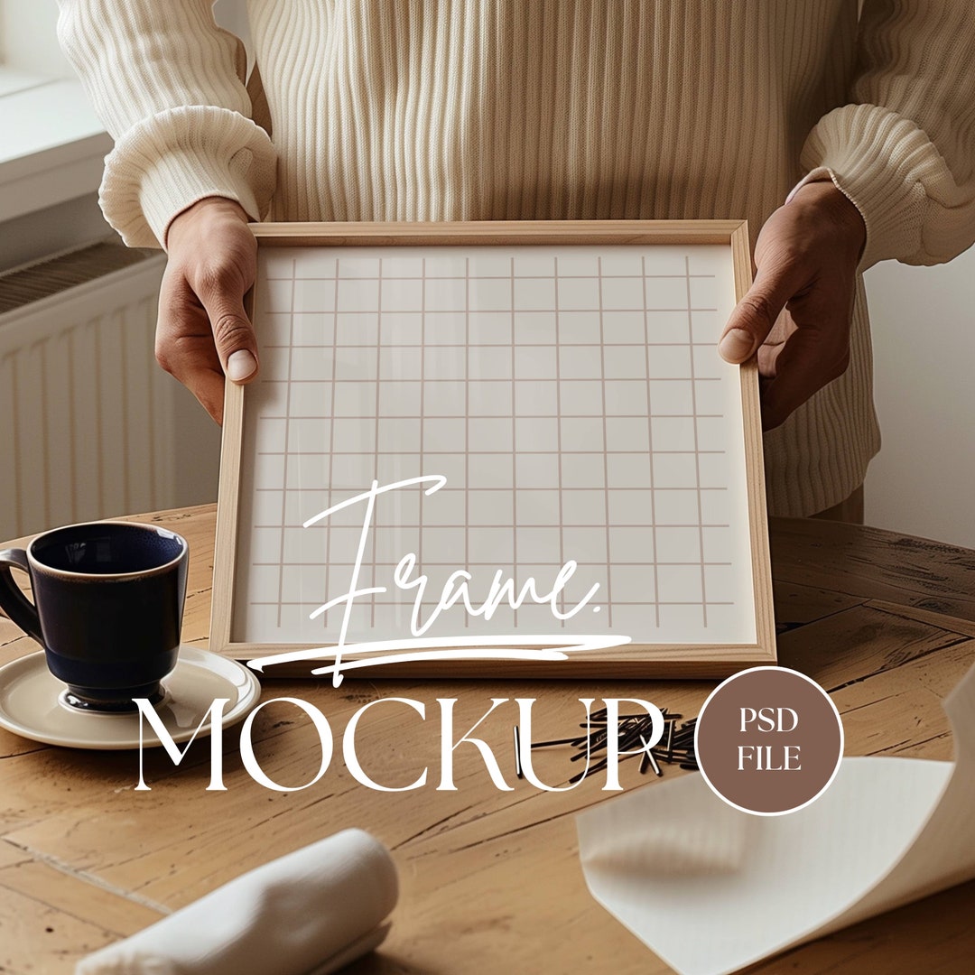 Square Person Holding Frame Format for Art Display Poster Frame Mockup ...