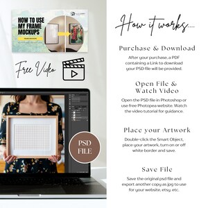 Horizontal Frame Mockup Format for Art Display PSD Photoshop Photopea ...