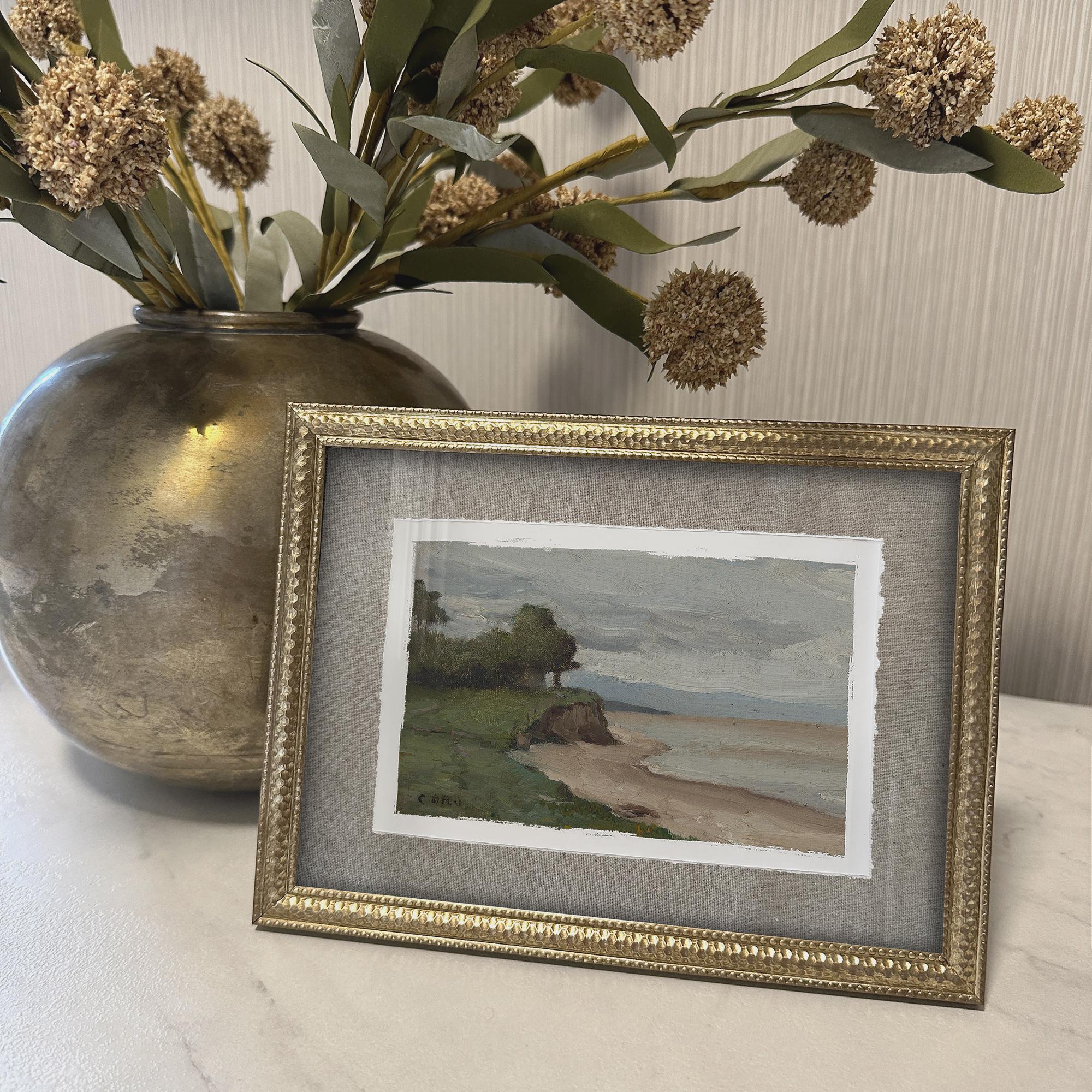 Framed Mini Vintage Coastal Giclée Art Print, Gold Frame (8”x6 ...