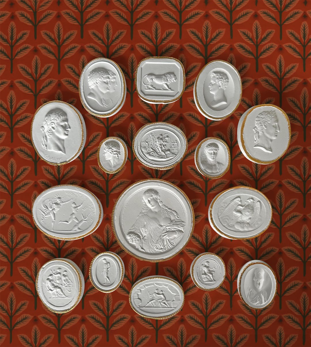 Intaglios Grand Tour Intaglio Plaster Seals Medallion Wall Art Gold ...