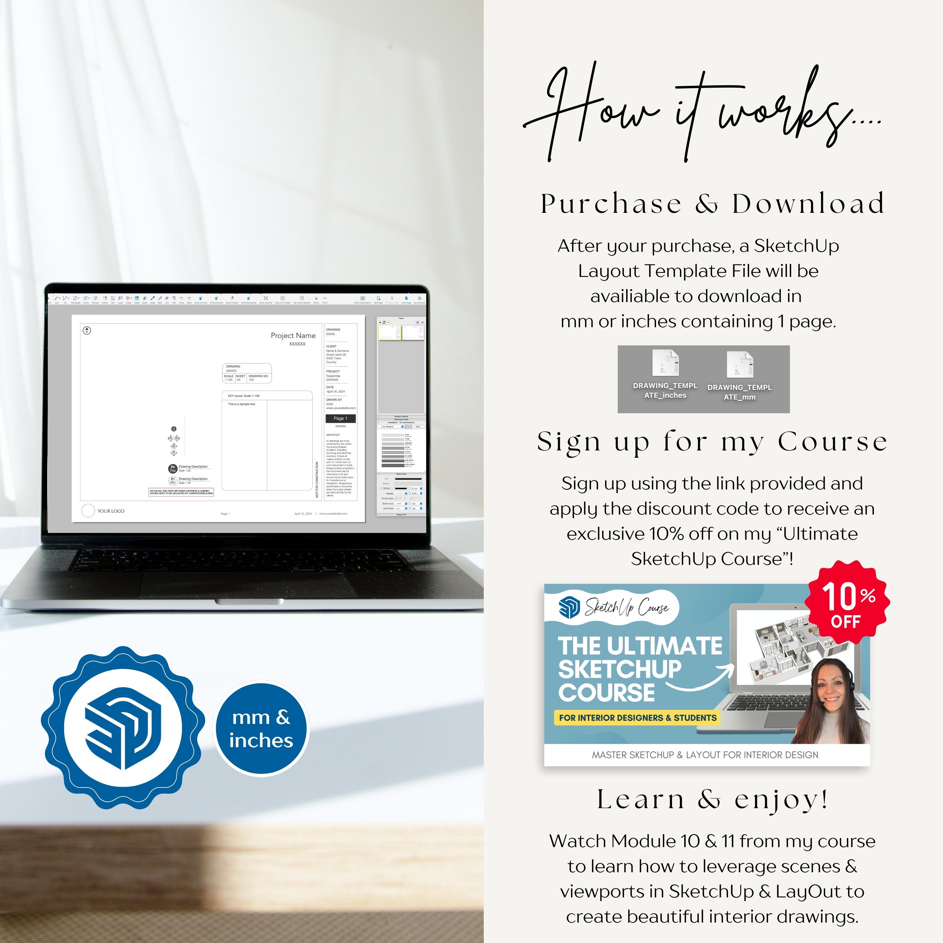 DRAWINGS TEMPLATE I Sketchup Layout Template I Interior Design Template ...