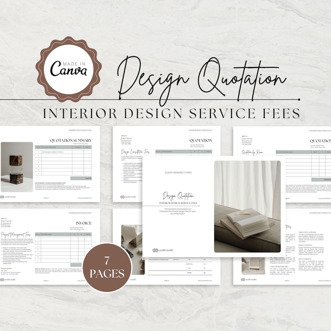 PRICE QUOTE TEMPLATE I Design Quotation Invoice I Interior Design ...