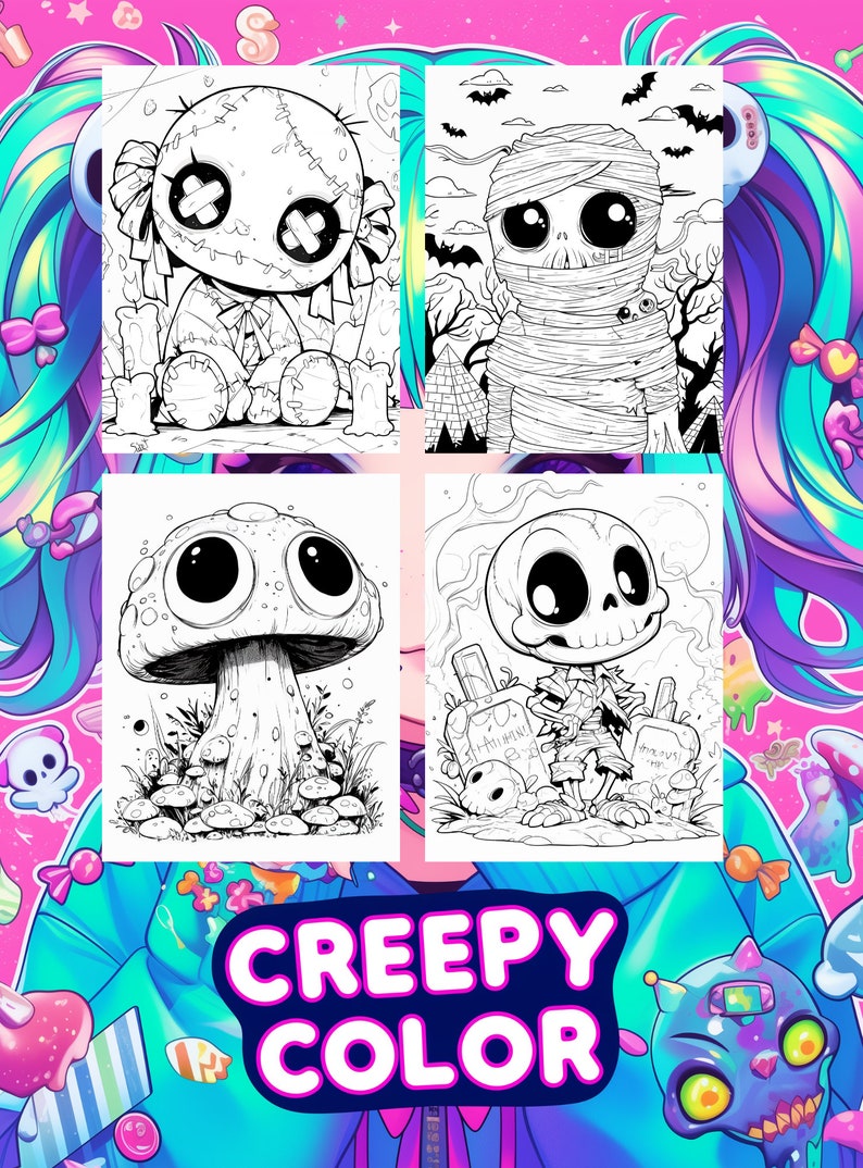 22 Coloring Pages Creepy Kawaii | Halloween Activities | Halloween ...