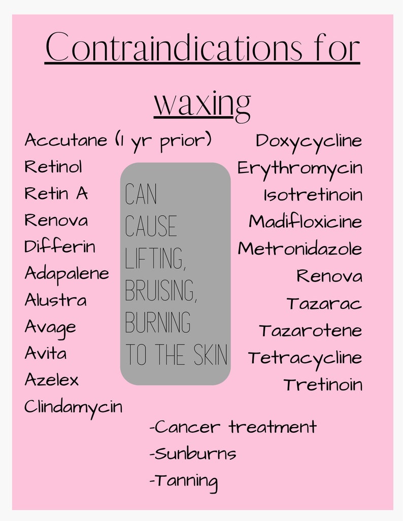 Waxing Contraindications List - Waxing Business - Etsy