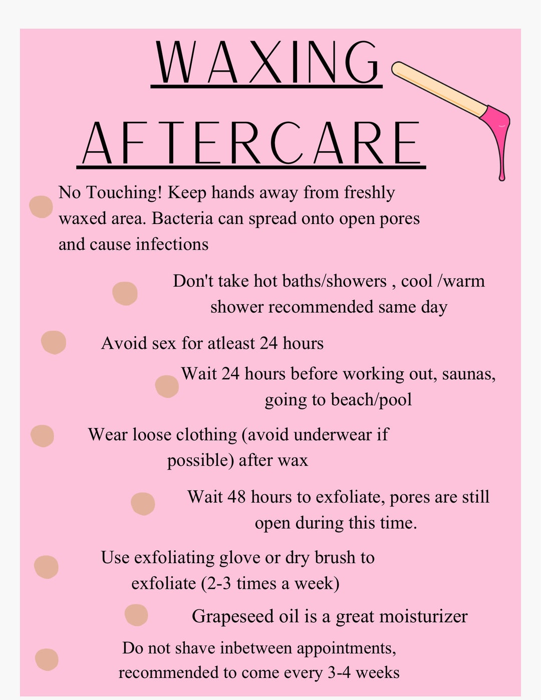 WAXING AFTERCARE POSTER- Waxing - Etsy
