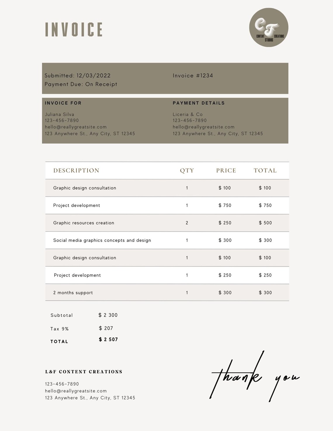 Luxury Invoice Template - Etsy