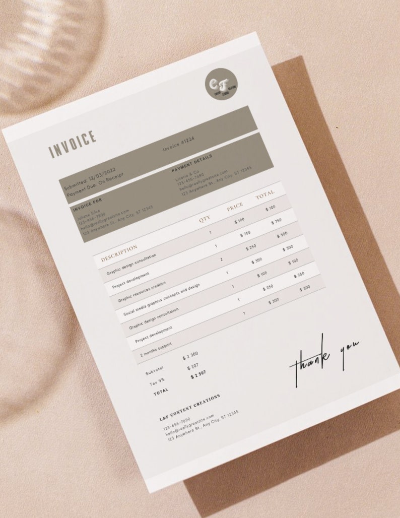 Luxury Invoice Template - Etsy