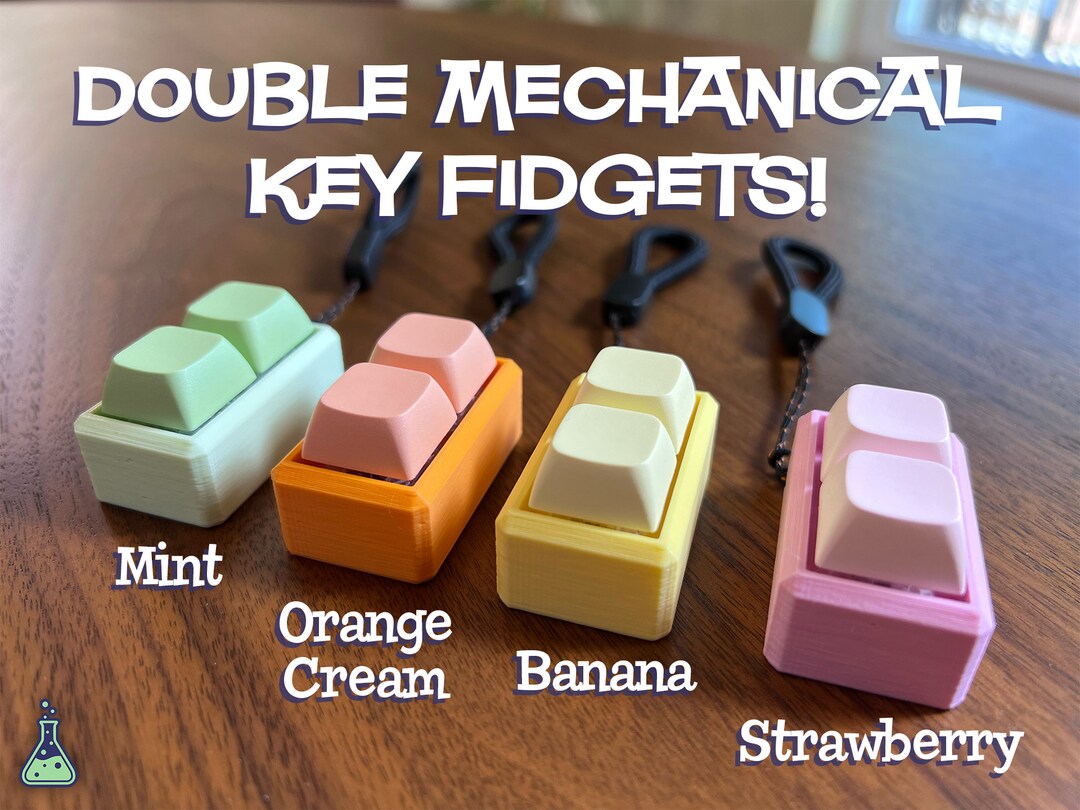Double Key Mechanical Fidget Lanyard Novelty Desk Gadget 3D Printed Fun ...