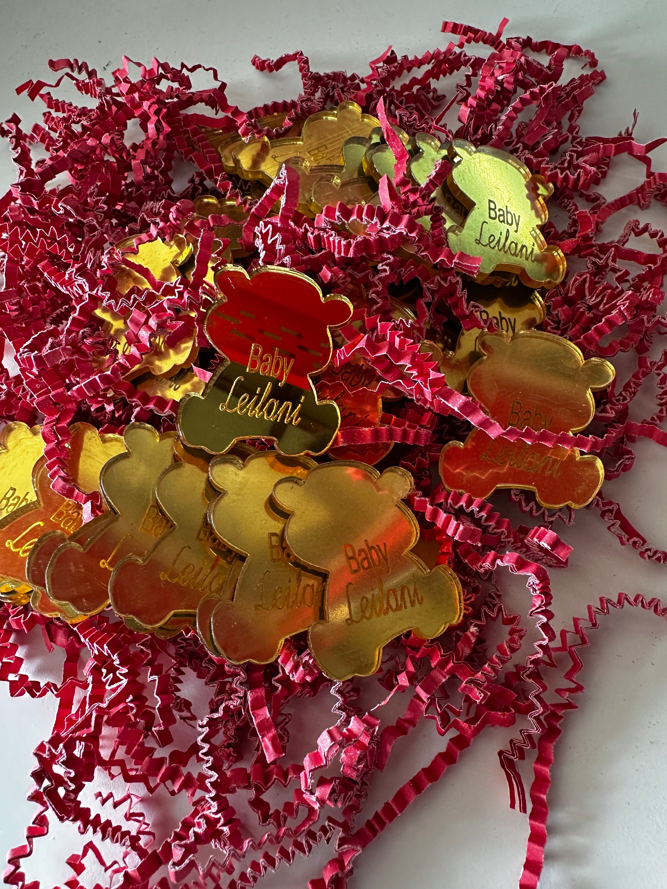 Teddy Bear Acrylic Mirror Tag, Baby Shower Tag, Thank You Beary Much ...