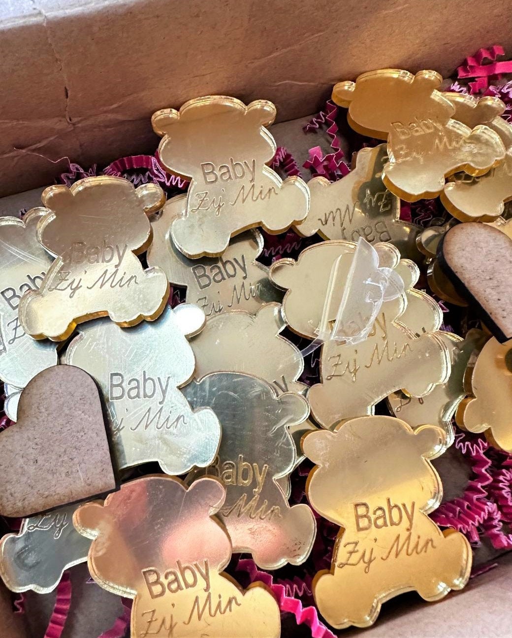 Teddy Bear Acrylic Mirror Tag, Baby Shower Tag, Thank You Beary Much ...