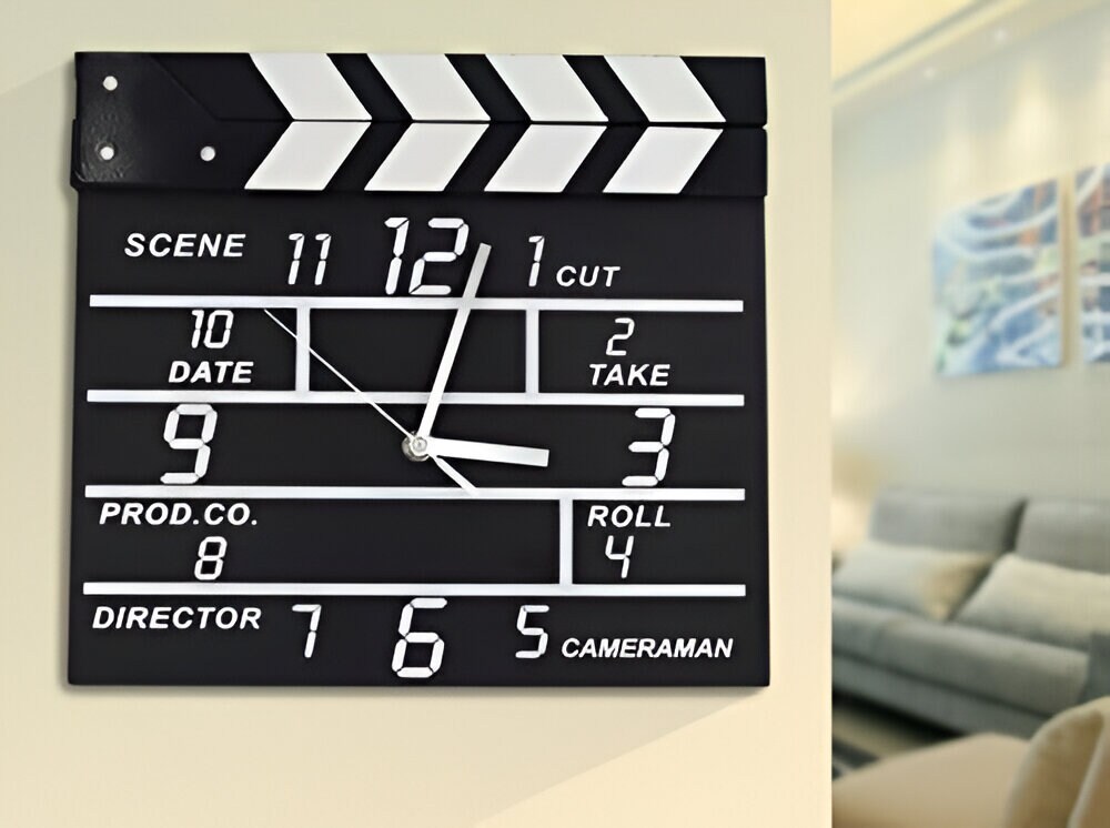 Vintage Cinema Movie Slate Analog Wall Clock Clapper Film Design Modern ...