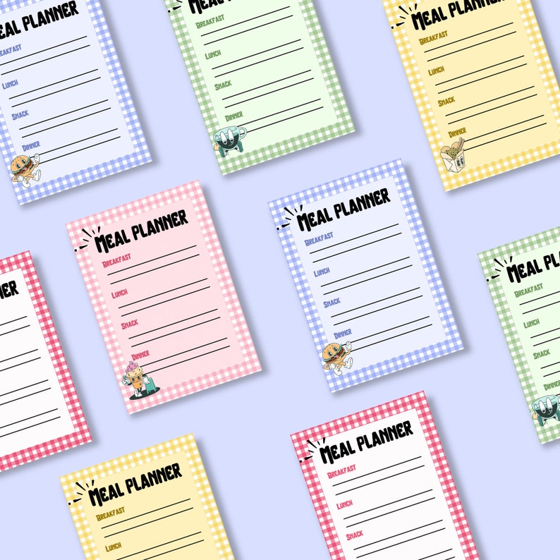 5 Funky INSTANT DOWNLOAD Printable Weekly Menu Planner Template ...