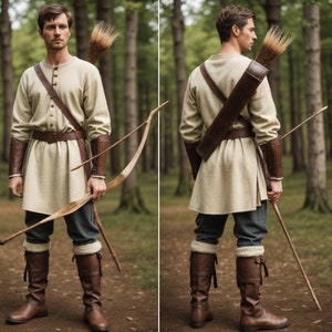 Men's Medieval Archer Costume | Traditional Linen Battle Tunic ...