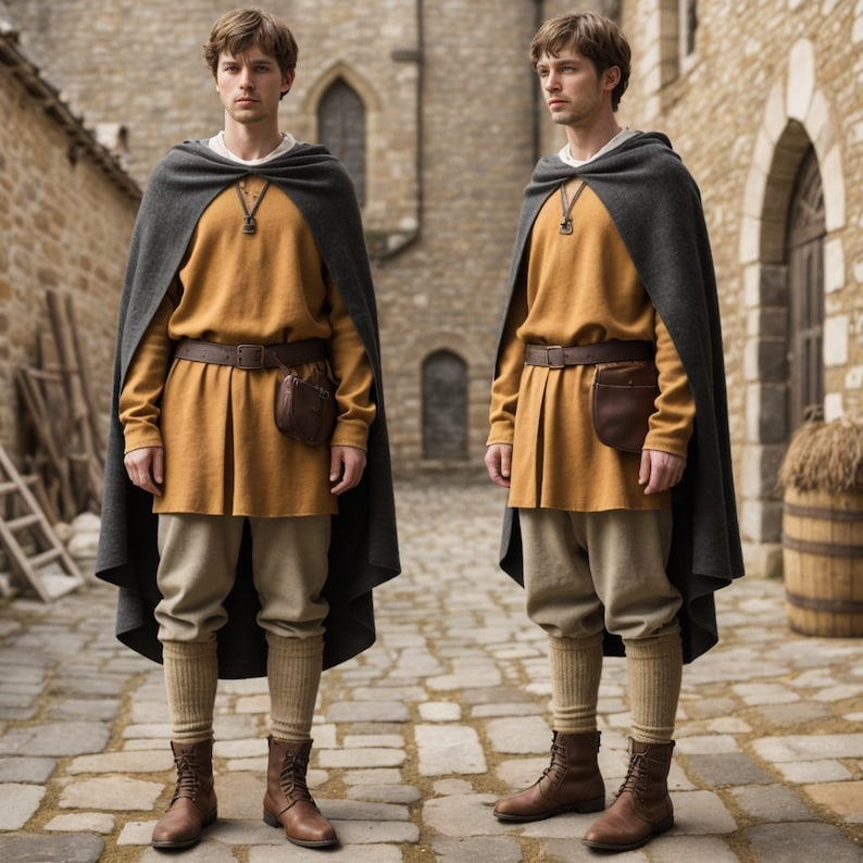 Medieval Peasant Ensemble With Cape | Viking Renaissance Fair Costume ...
