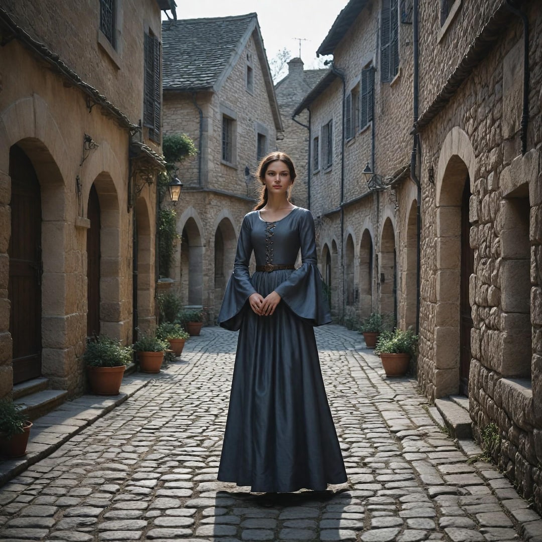 Elegant Medieval Women's Gown With Bell Sleeves | Viking Dress With ...