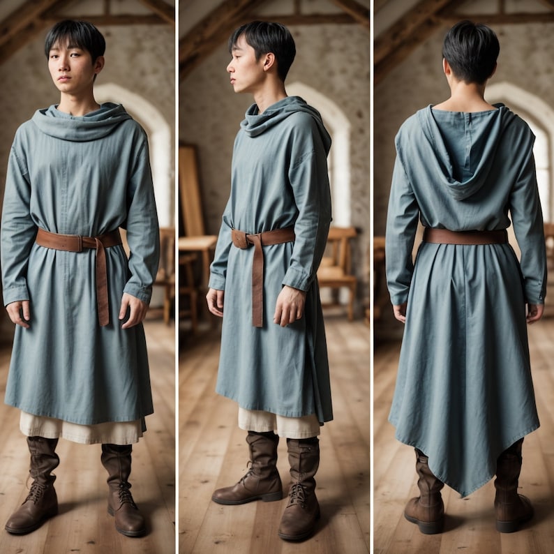 Classic Medieval Peasant Tunic | Viking Long Sleeve Tunic With Brown ...