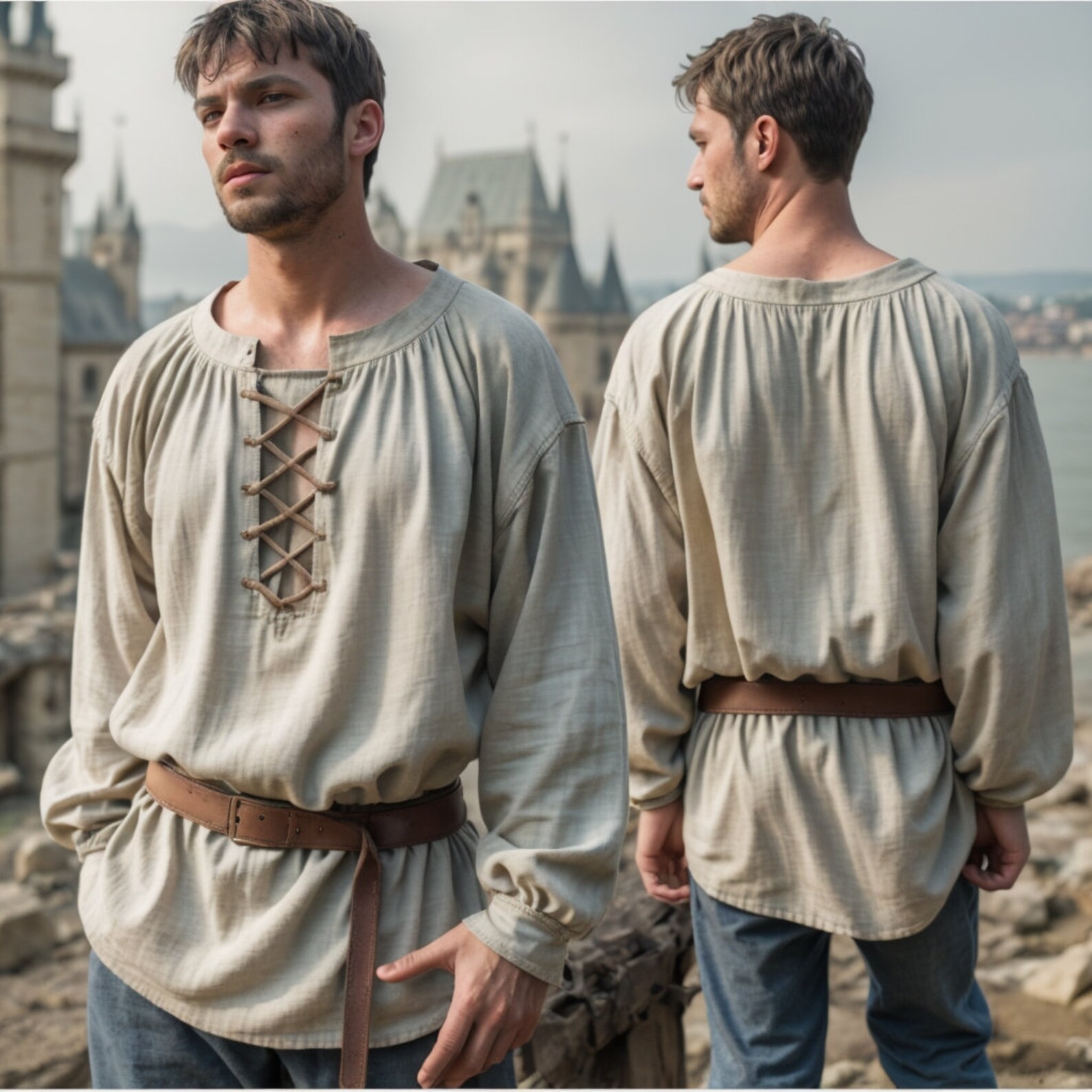 Medieval Men's Lace-up Tunic | Renaissance Fairs Cosplay Shirt | LARP ...